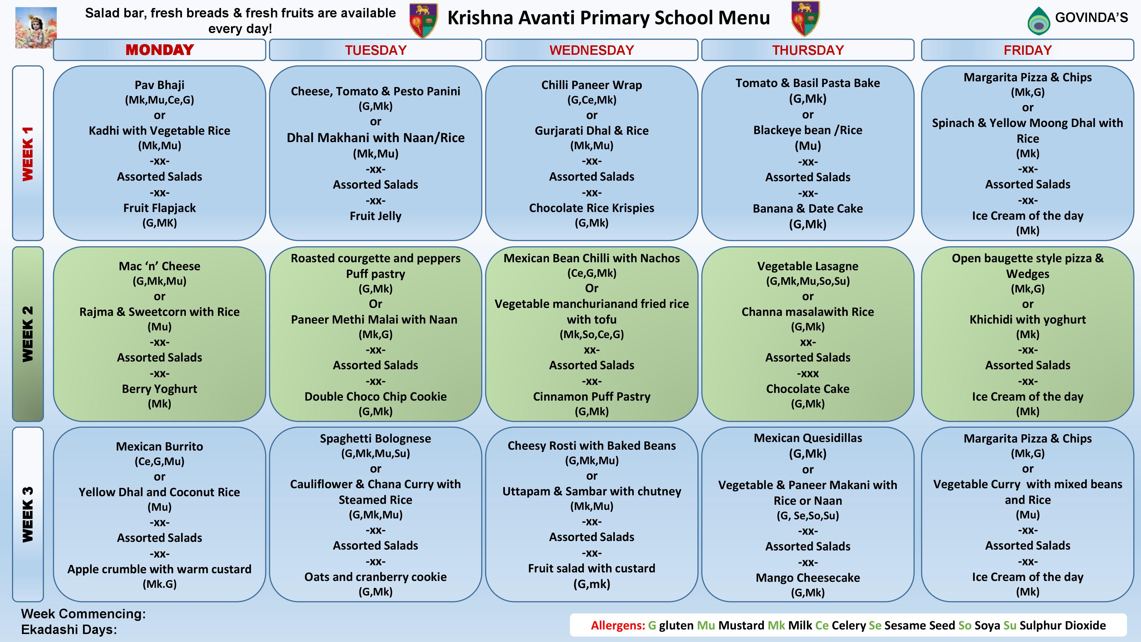 School Meals - Krishna Avanti Primary School, Harrow